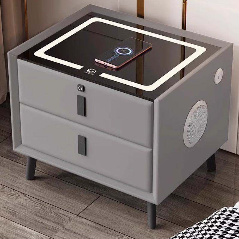 Intelligent Bedside Table Nordic Luxury Modern Simple Bedroom Ultra-narrow table Soild Wood ...