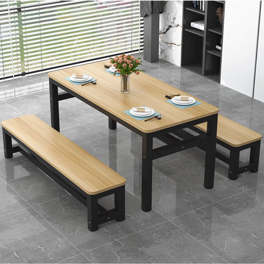 Study Dining Table And Chair Combination Wood Long Bench Stool Desks ...