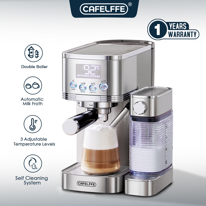 Cafelffe Automatic Espresso Coffee Machine 19 Bar Cappuccino & Latte ...