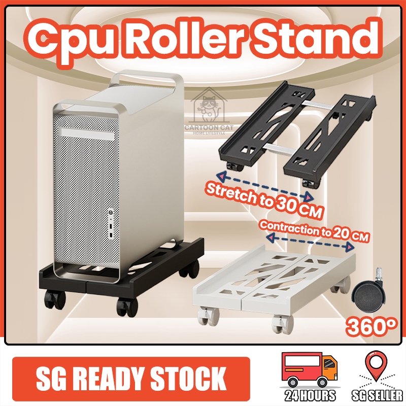 【SG STOCK】Cpu Stand Adjustable Computer Stand With Wheels CPU Roller ...