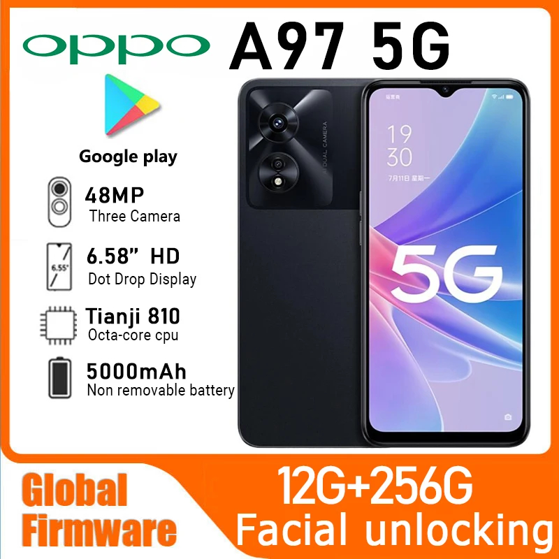 OPPO A97 5G 12GB 256GB Smart Phone 5000mah Android 12 6.58 Mobile Phone ...
