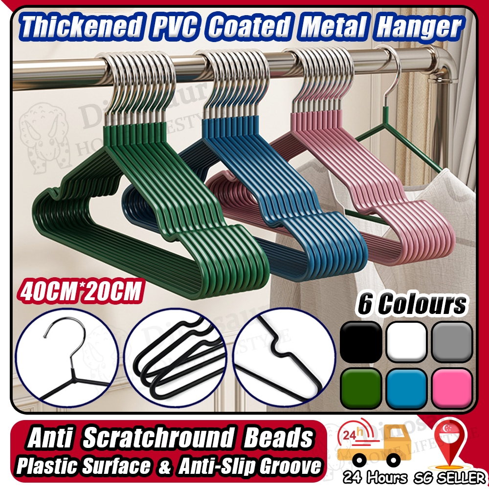 🇸🇬 ReadyStock - 40CM*20CM Thickened PVC Coated Metal Anti-slip Hanger ...
