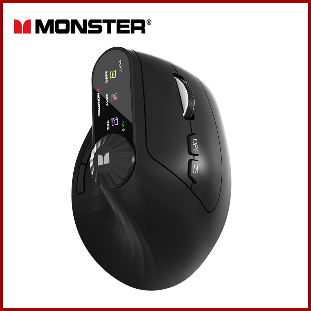 Monster M2 MAX Wireless Mouse Rechargeable Ergonomic Vertical Mouse LED 10 Buttons 800-4000 DPI ...