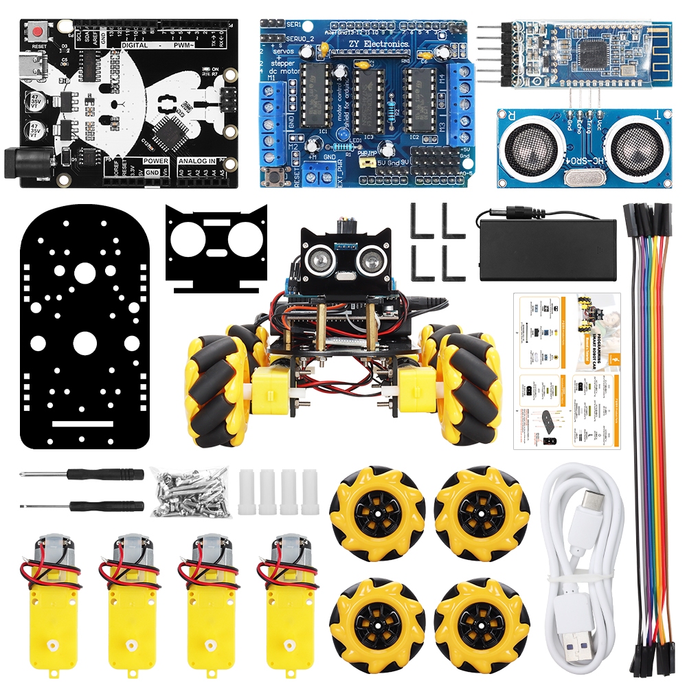 TSCINBUNY Mecanum Robot Car Kit Bluetooth Remote For Arduino UNO R3 Programming STEM Kit With ...