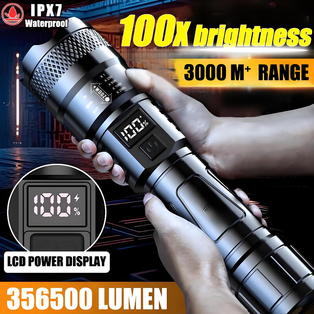 【128 hours of continuous use】flashlight strong torch light Rechargeable ...