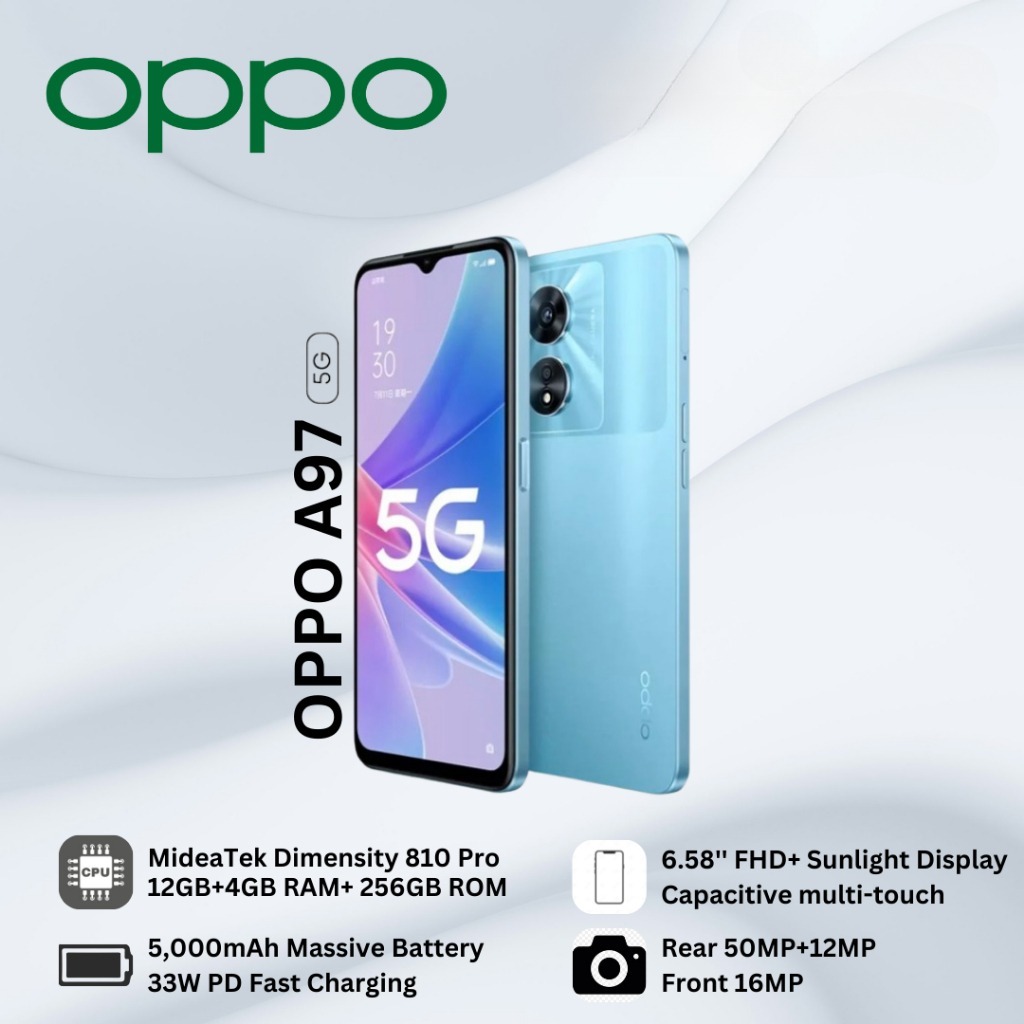 OPPO A97 5G 12GB+256GB Super Dual Storage|5000mAh Super Battery Super Volume High Speed HD UNIQU ...
