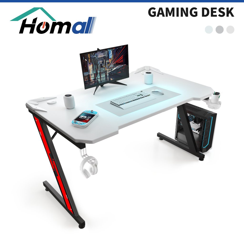 Homall Computer Table Large Gaming Desk with Carbon Fiber Surface Gamer ...