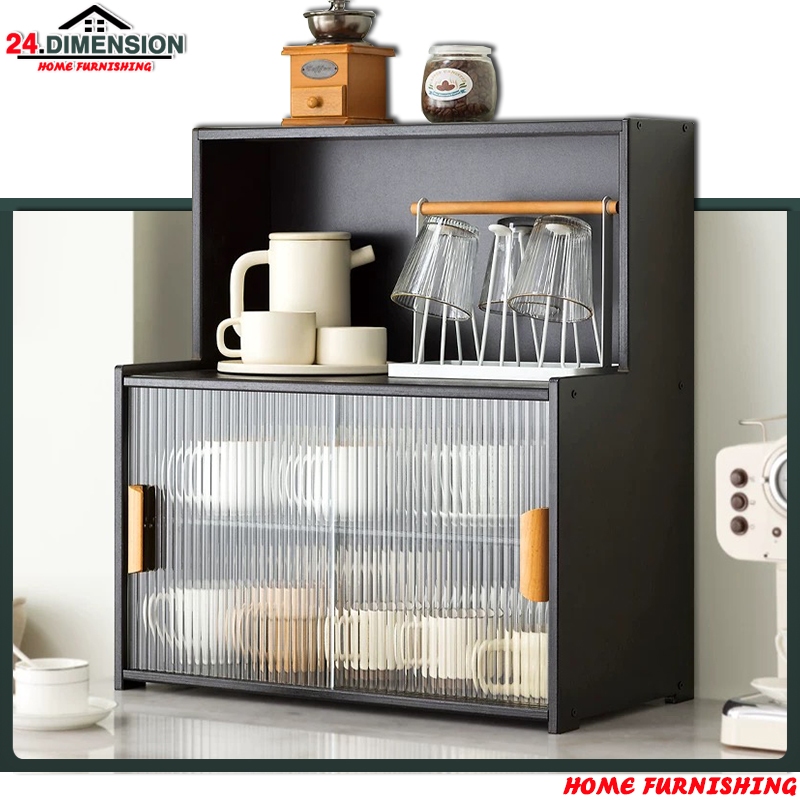 Dustproof Cup Rack with Sliding Door Desktop Organizer Storage Shelf ...