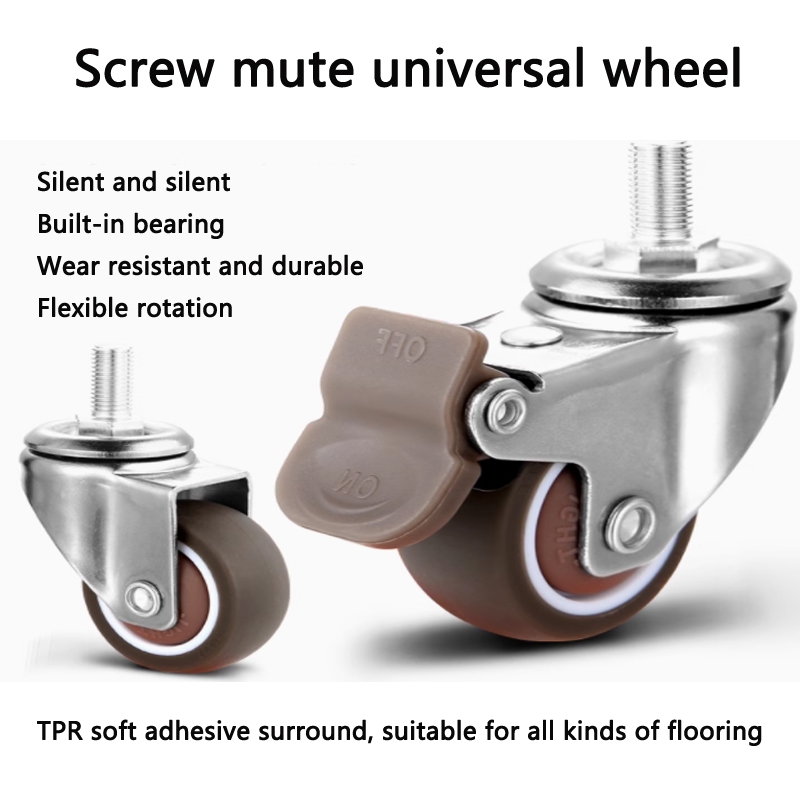1 "1.5" 2 "M8 screw universal wheel TPR mute with bearing wheels 8mm ...