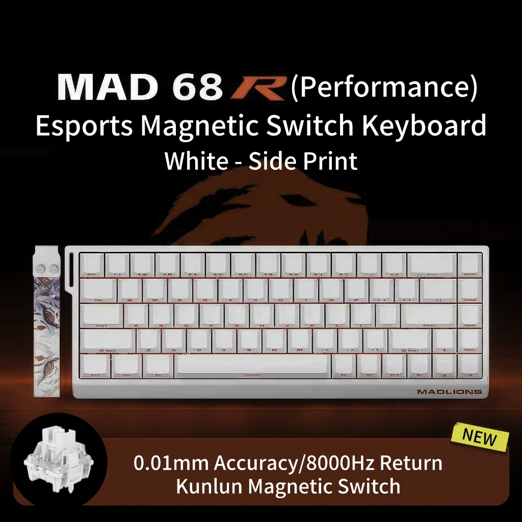 MADLIONS MAD60/MAD68 HE White Magnetic Switch Mechanical Keyboard ...