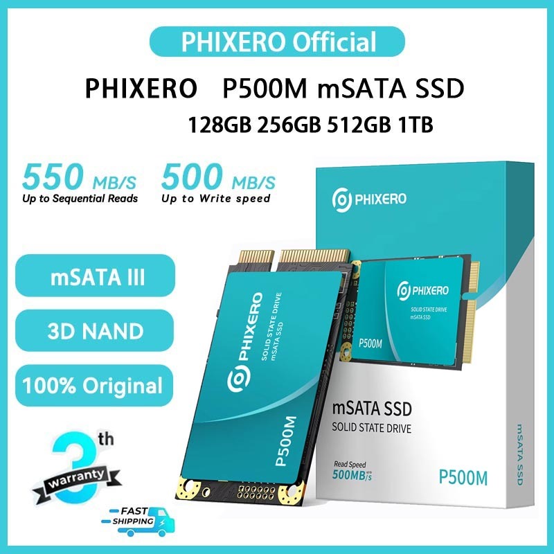 PHIXERO P500M SATA 3 128GB 256GB 512GB 1TB mSATA SSD 6Gb/s Mini ...
