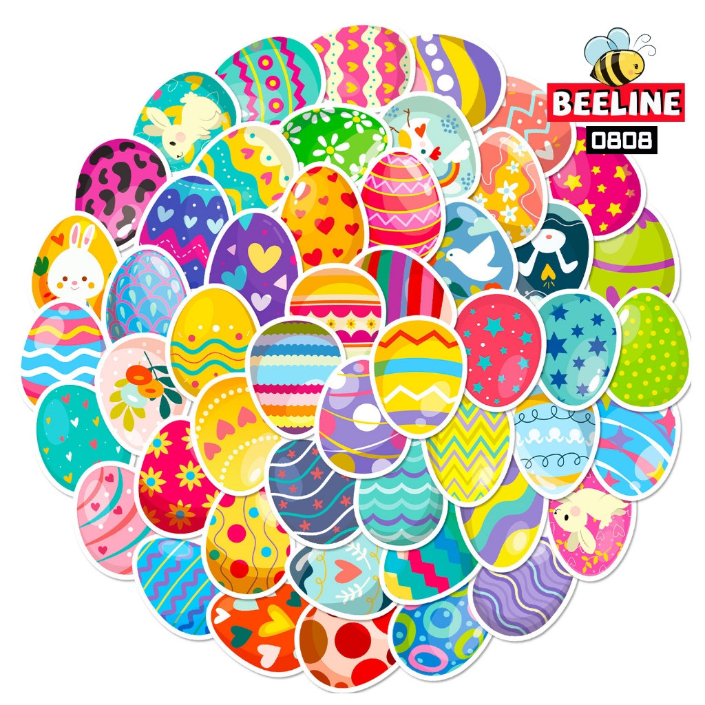Beeline 50 Pcs Easter Stickers Cartoon Egg Diy Decor Waterproof ...