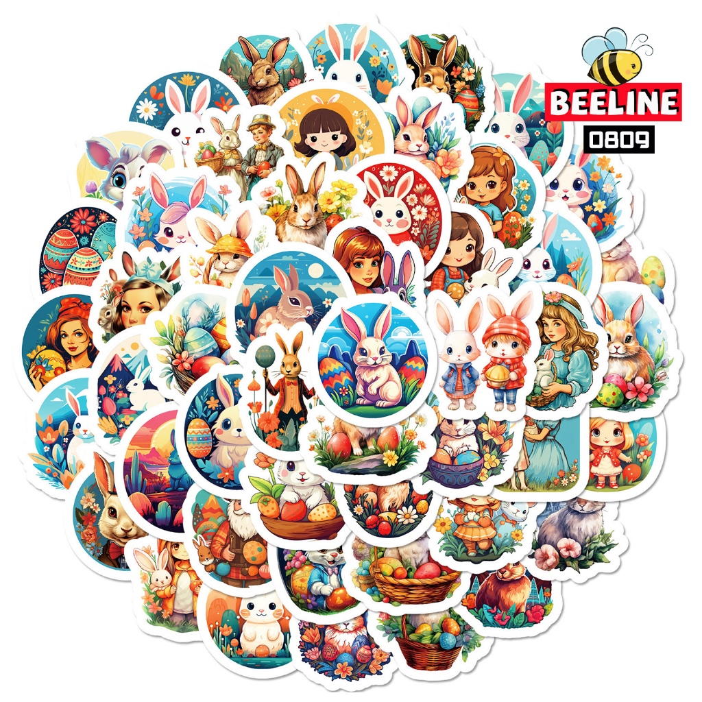 Beeline 50 Pcs Easter Stickers Retro Bunny Diy Decor Waterproof ...