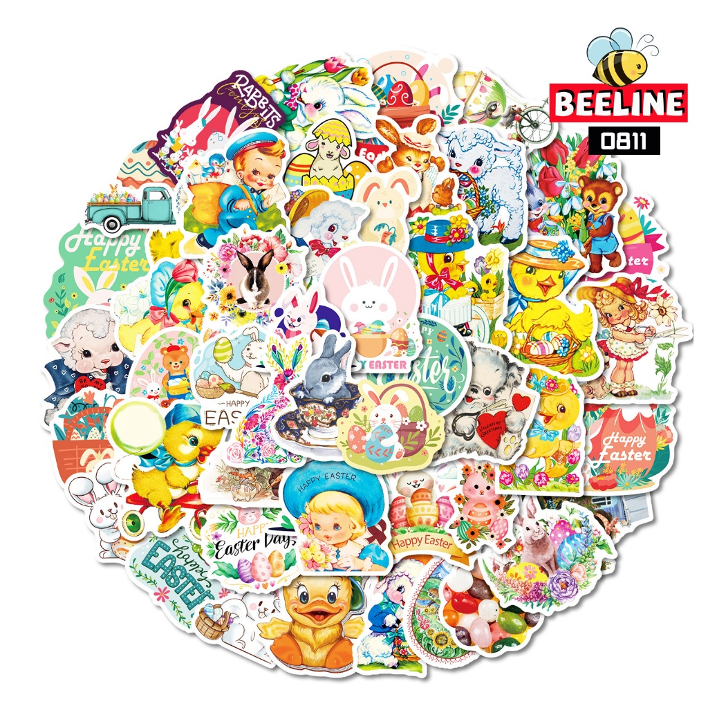 Beeline 50 Pcs Easter Stickers Retro Pet Diy Decor Waterproof Graffiti ...