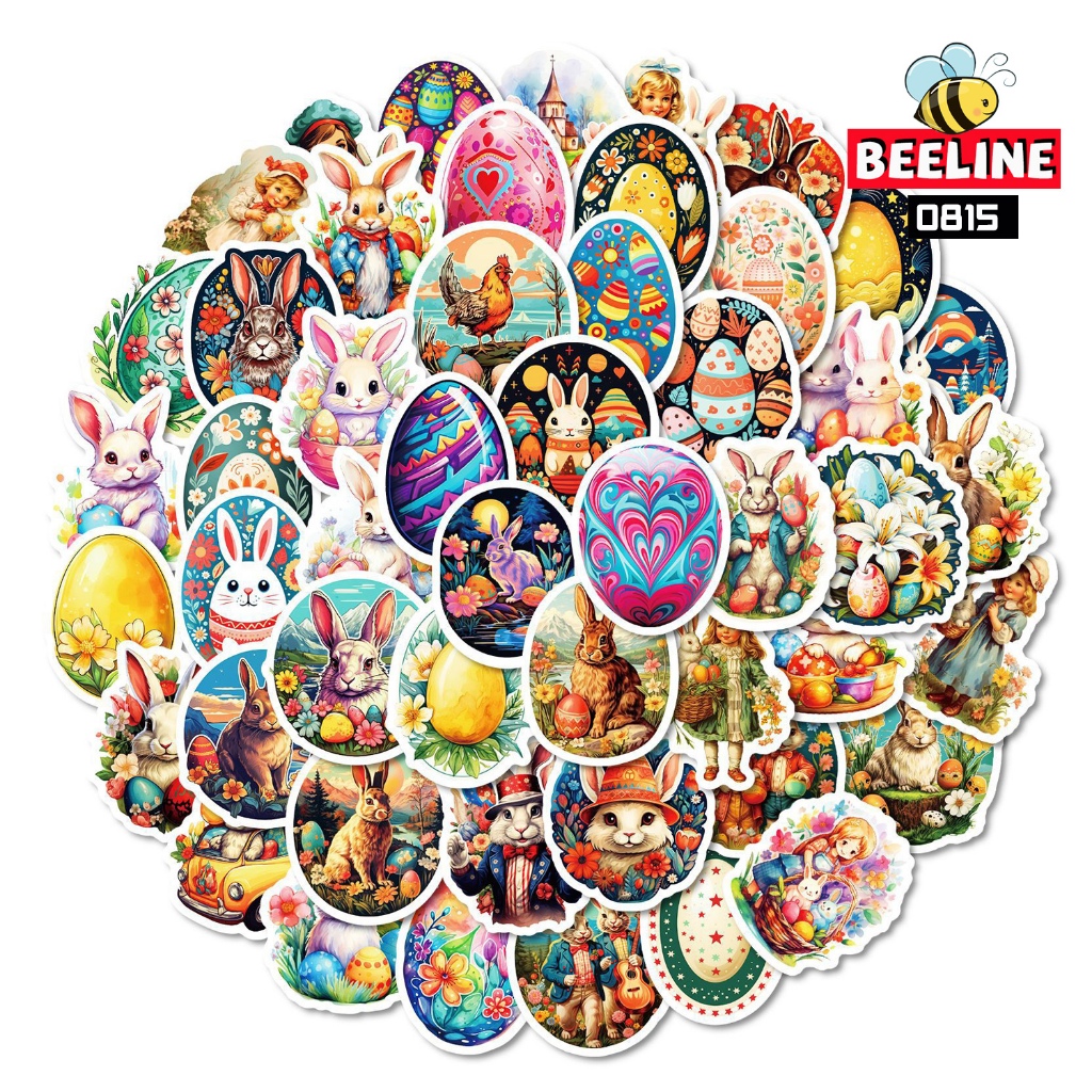 Beeline 50 Pcs Easter Stickers Bunny Diy Decor Waterproof Graffiti ...