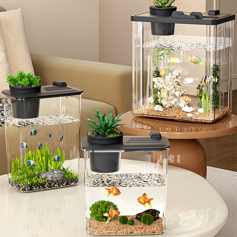 Fish tank, ecological aquarium, acrylic material with cover ...