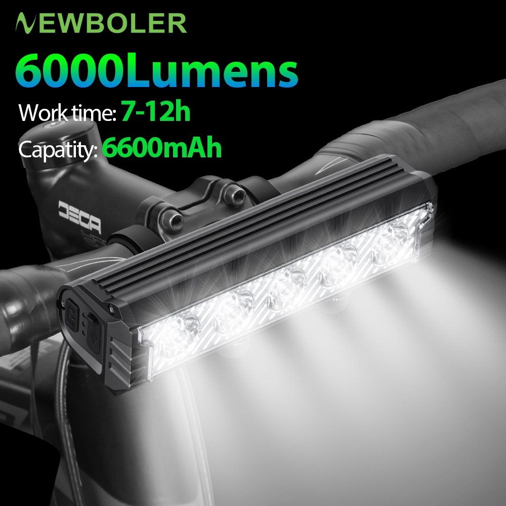 NEWBOLER 6000 Lumens Bicycle Light Super Bright Rechargeable Bike Front ...