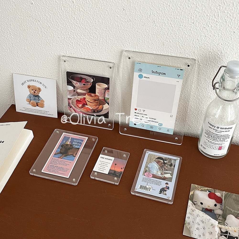 Acrylic Polaroid Photo Frame Magnetic Wall Mounted Refrigerator Magnet ...
