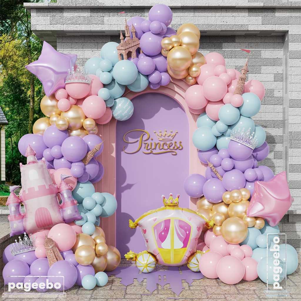 106pcs Princess Balloon Combination Fantasy Castle Carriage Fairy Tale ...