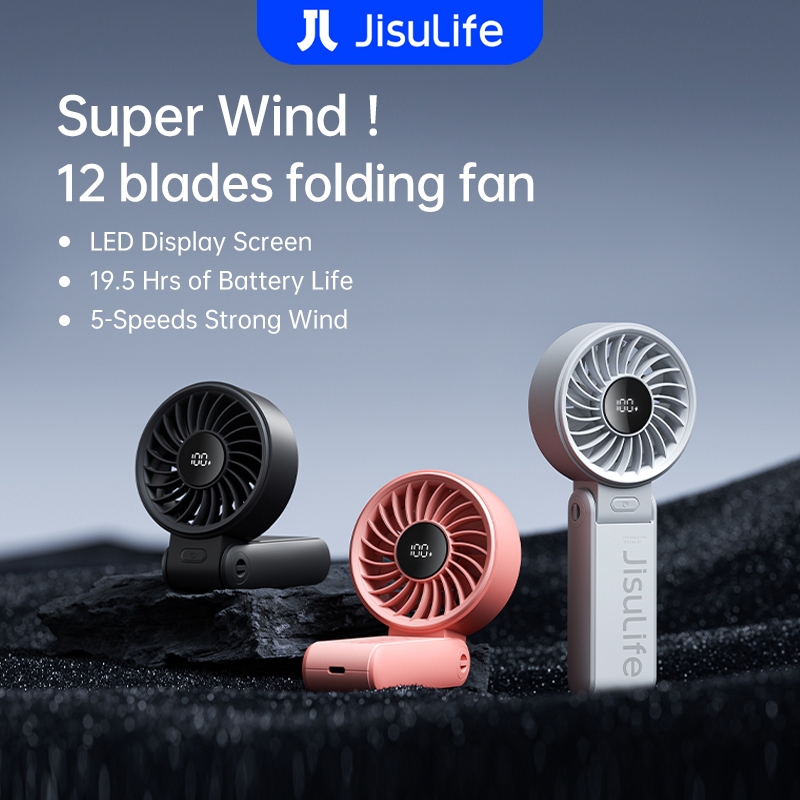 JisuLife Portable Folding Mini Fan 5000mAh 5 Gears Adjustable Small ...