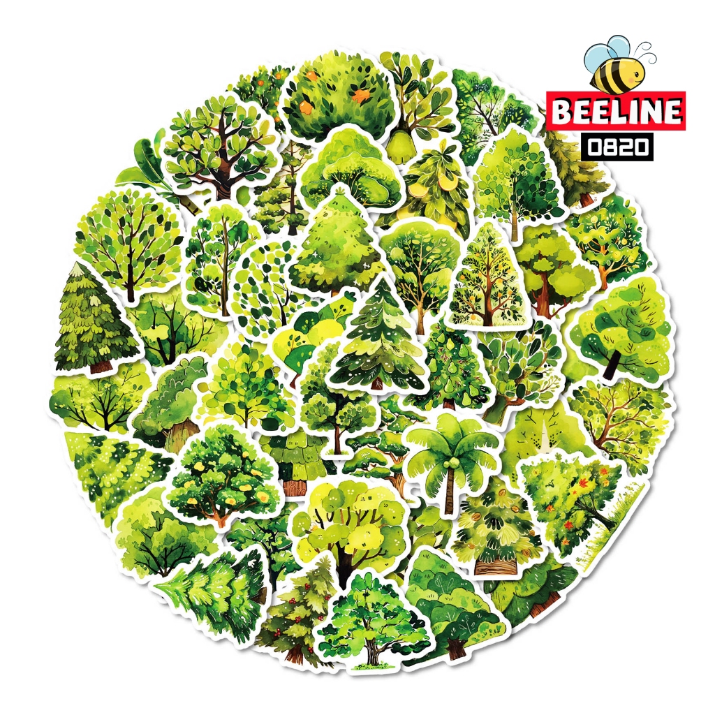 Beeline 50 Pcs Green Trees Stickers Forest Diy Decor Waterproof ...