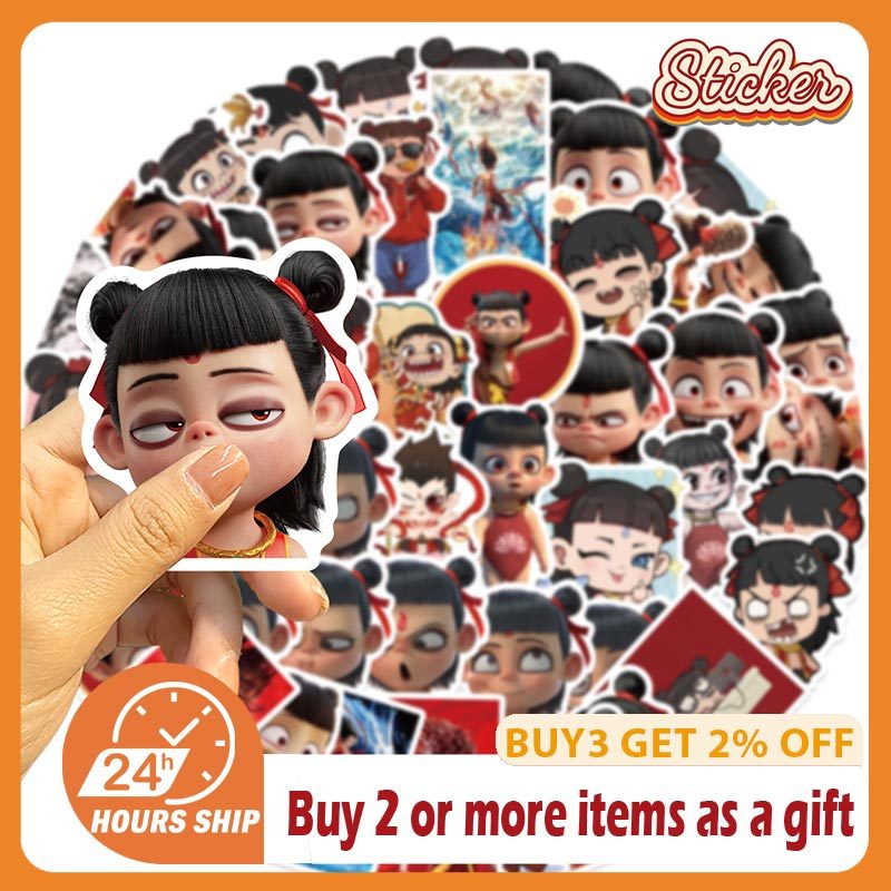 50pcs Chinese Animated Ne Zha 2‌‌ Sticker Cartoon Graffiti DIY Phone ...