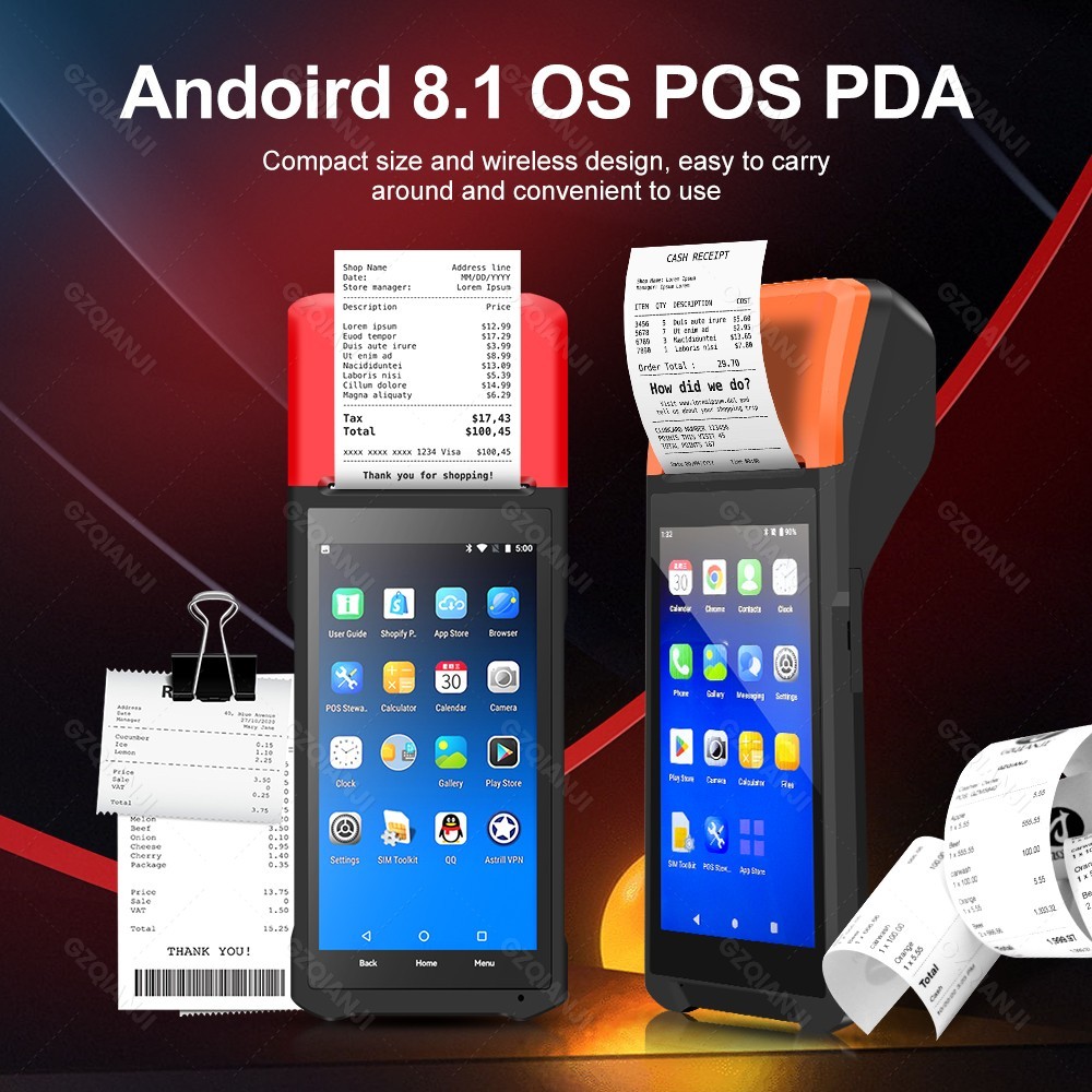 PDA POS Terminal Handheld Android 12 Built-in 58mm Thermal Printer ...