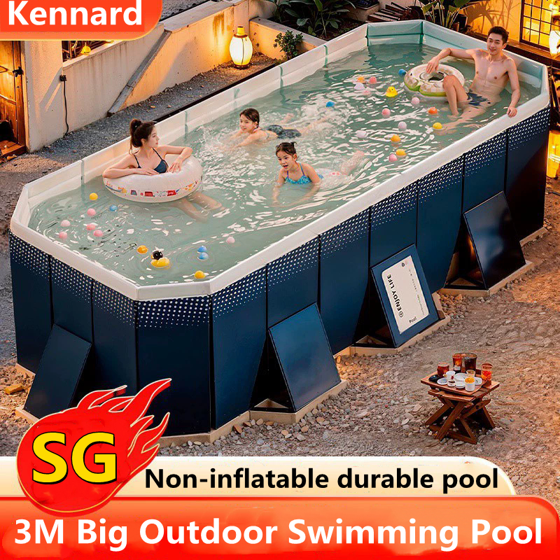 3M Non-Inflatable Swimming Pool, Foldable Outdoor Large Swimming Pool ...