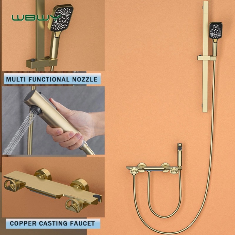 Bathtub Shower System Three-Function Water Outlet Hot Cold Water Mixer ...