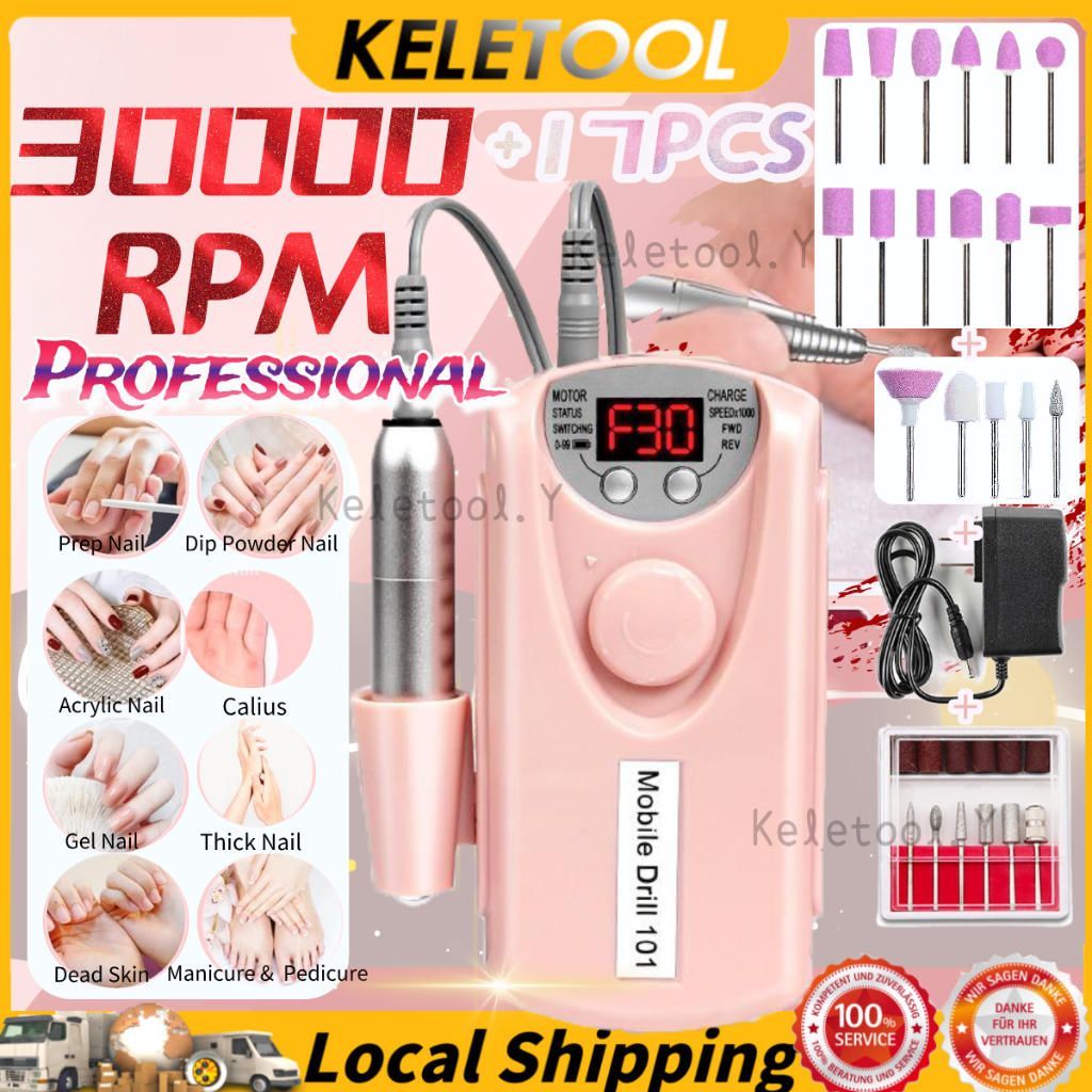 30000RPM Wireless Portable Nail Drill Machine Nail File Grinder Nails ...