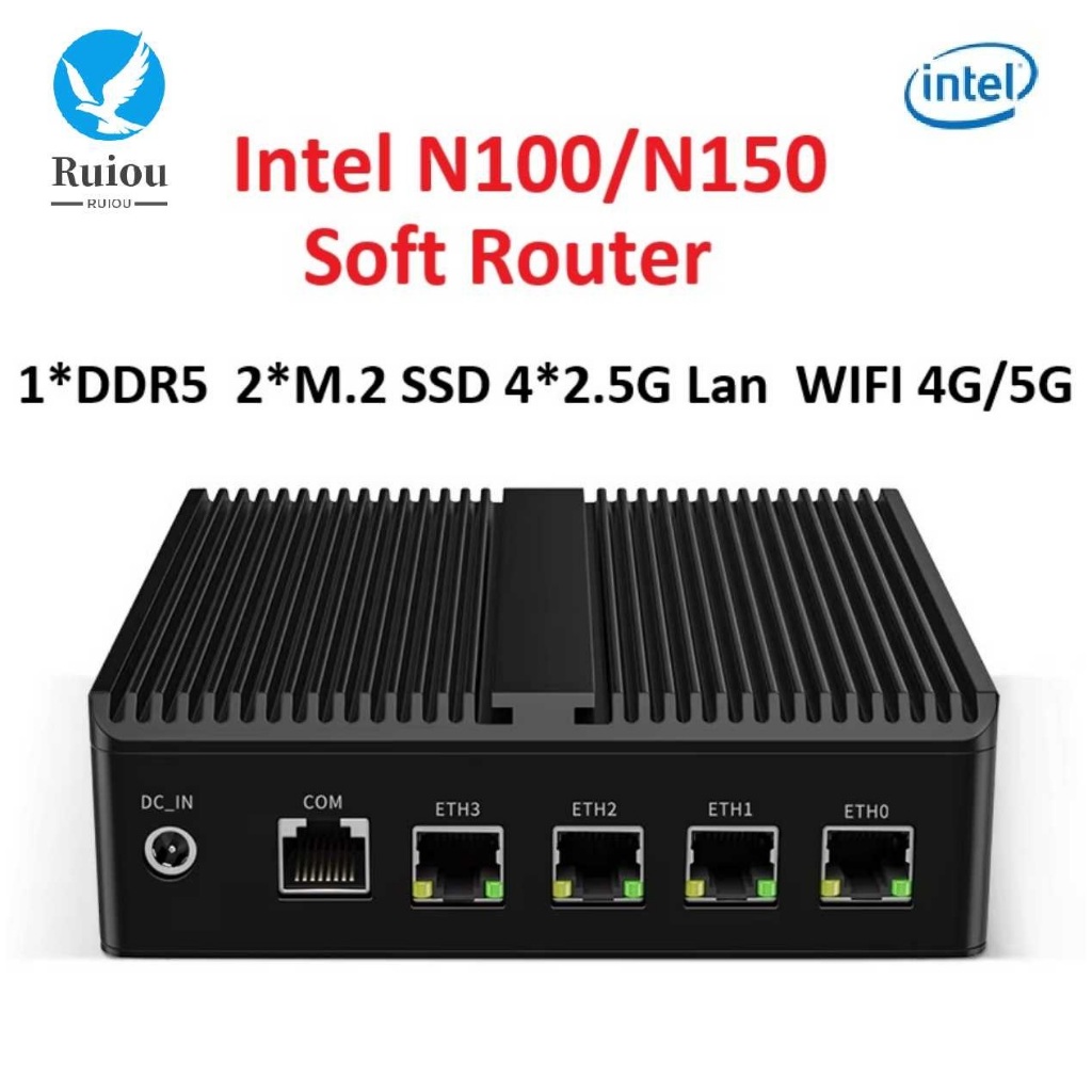 Soft Router G30W Intel N100/N150 Fanless Mini PC 4x2.5G i226 LAN Firewall Computer Host pfSense ...