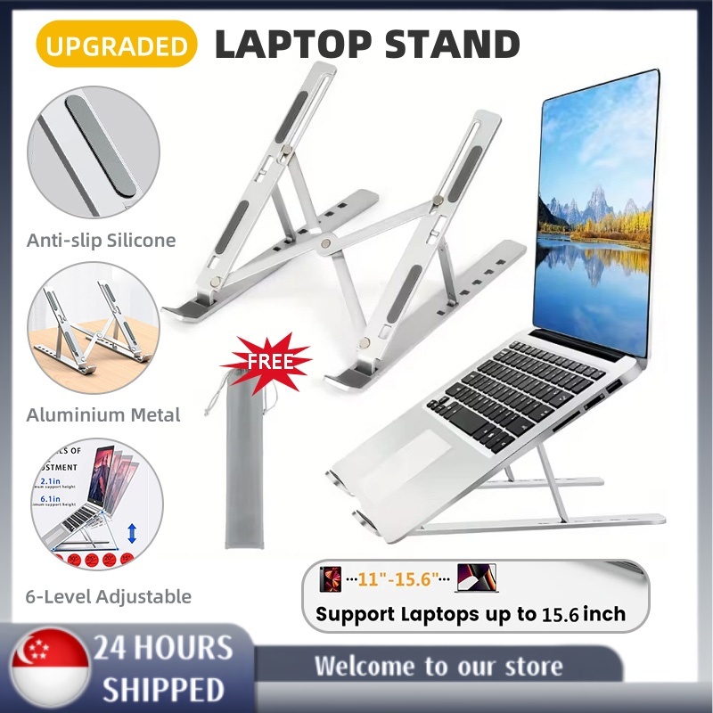 【SG READY STOCK】Real Aluminium Alloy Laptop Stand Portable Adjustable ...