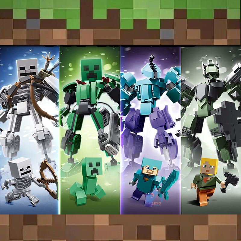 MOC Minecraft Mecha Figure Building Blocks Toys Educational Assembly ...