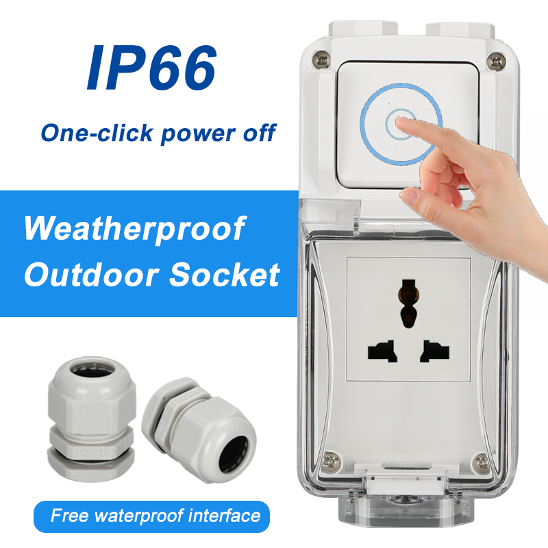 Weatherproof Outdoor Sockets, Switched Power Socket IP66, Wall ...