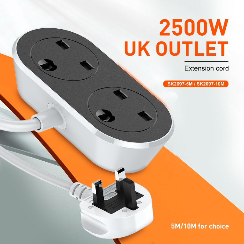 Standard UK Extension Cord 2 Gang Singapore Socket Outlet with 5M/10M ...