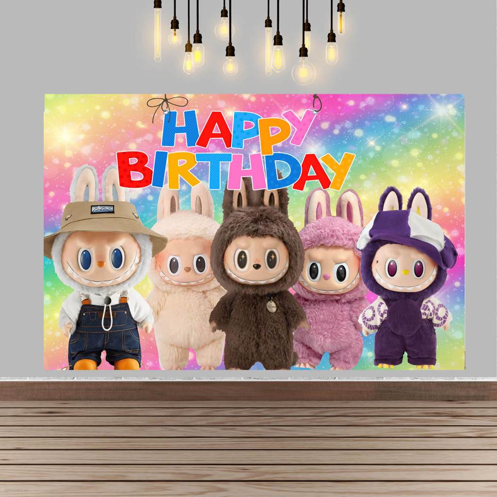 150*100cm Labubu Theme Party Backdrop Cloth Cartoon Photography ...