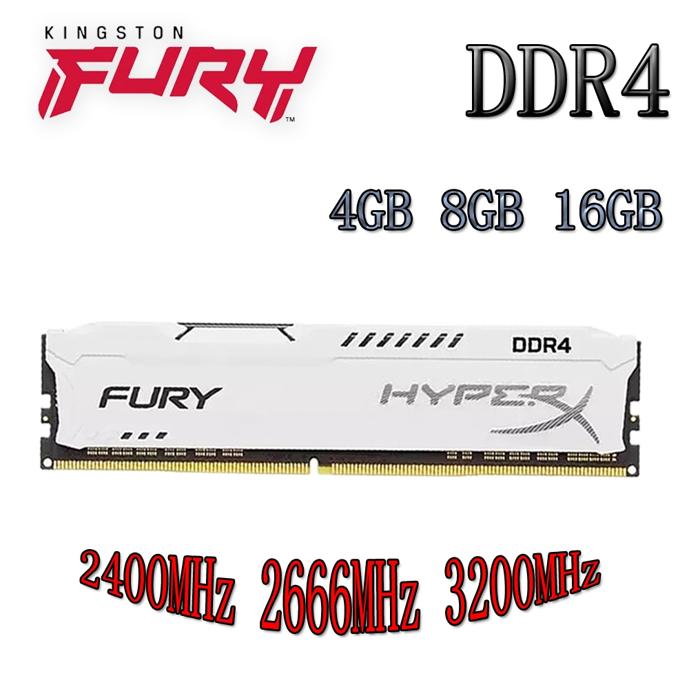 Kingston HyperX Fury DDR4 RAM 4GB 8GB 16GB DDR4 2133/2400/2666/3200MHz Desktop Memory 1.2V White ...