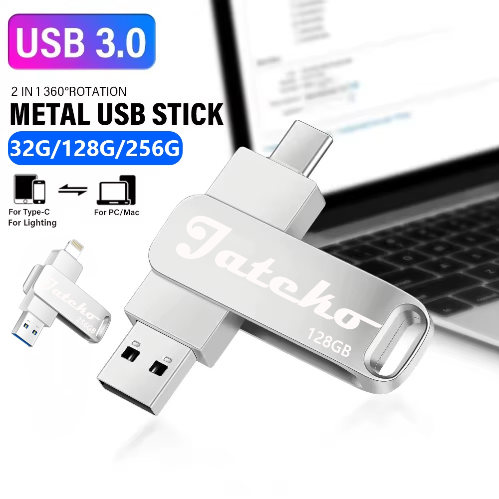2 IN 1 USB3.0 OTG Flash Drive 128G/256G Memory Stick Thumb USB C Drive ...
