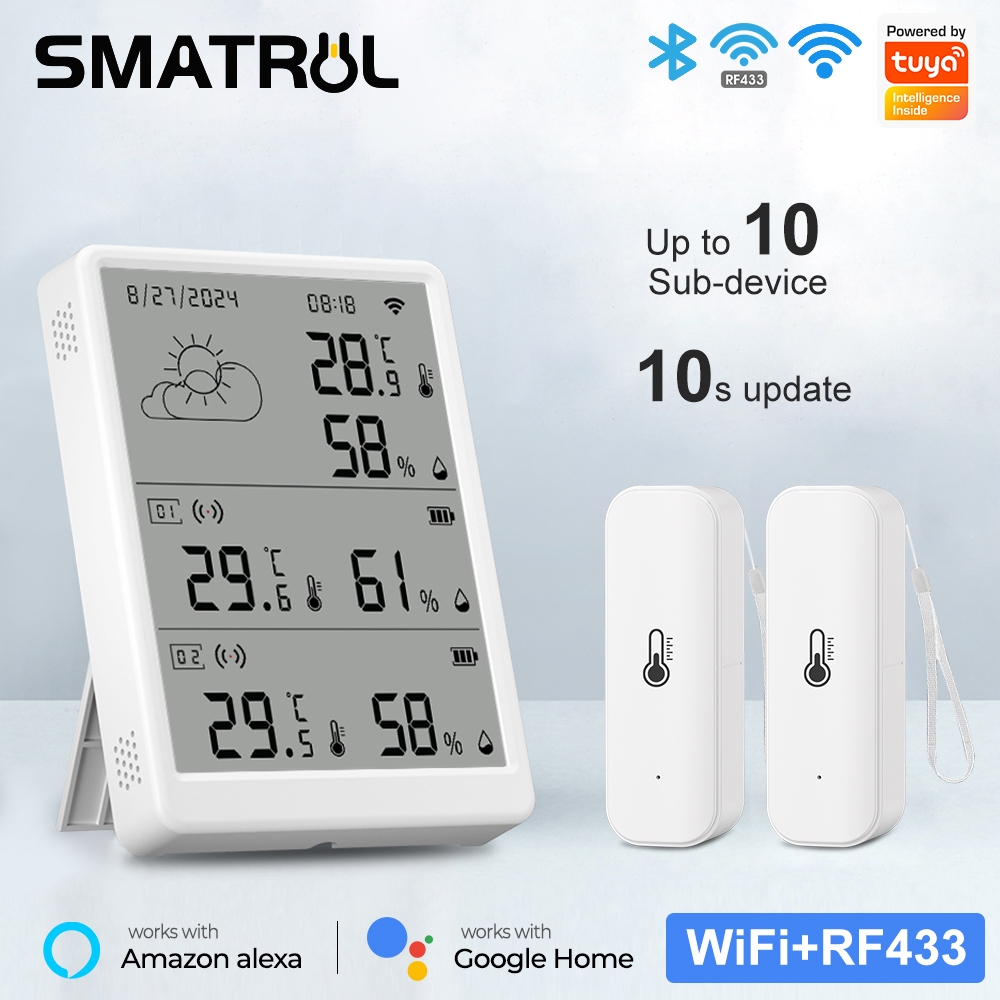SMATRUL Tuya WiFi Smart Home Temperature Humidity Sensor Kit LCD Wi-Fi ...