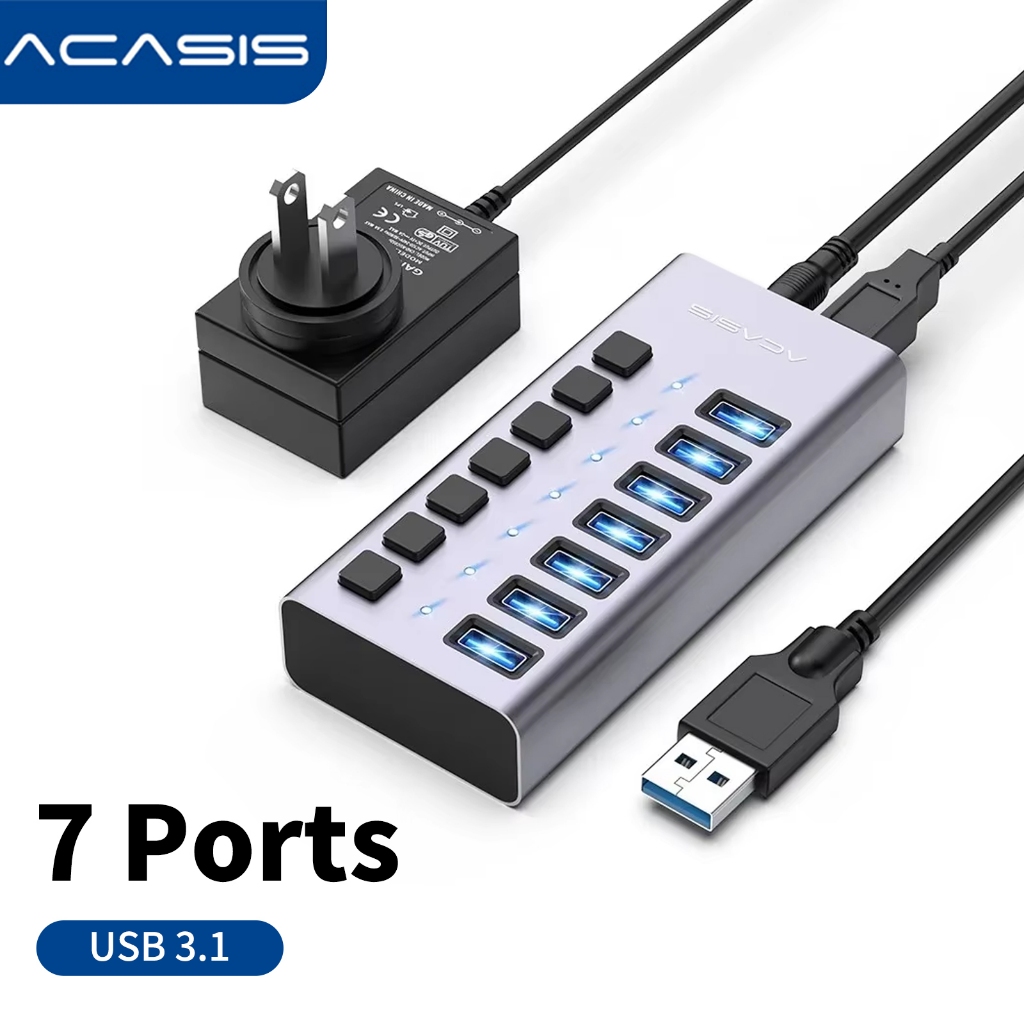 ACASIS 7 Ports Powered 10Gpbs USB Hub USB3.1 Data Hub With Individual ...