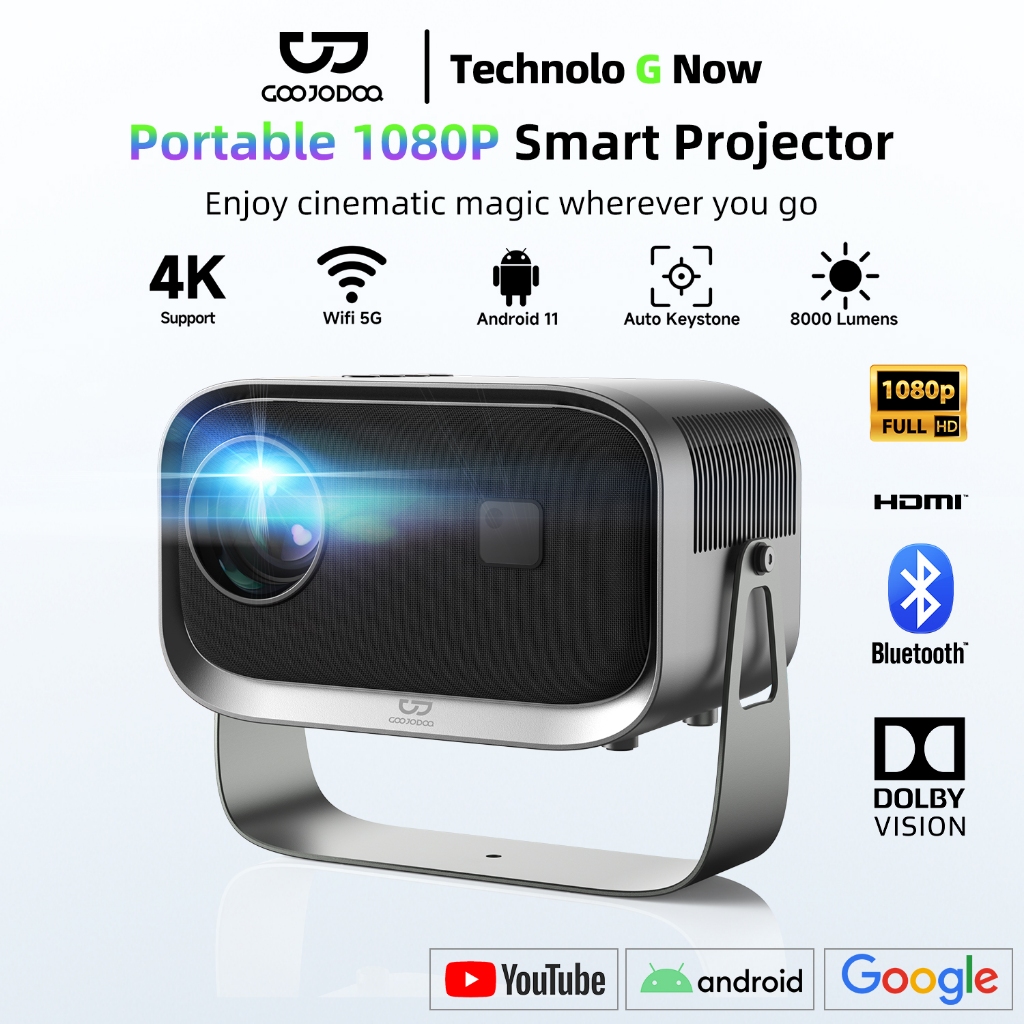 GOOJODOQ Portable Projector Wifi 1+8G 10000 LM 4k Full HD 1080p ...