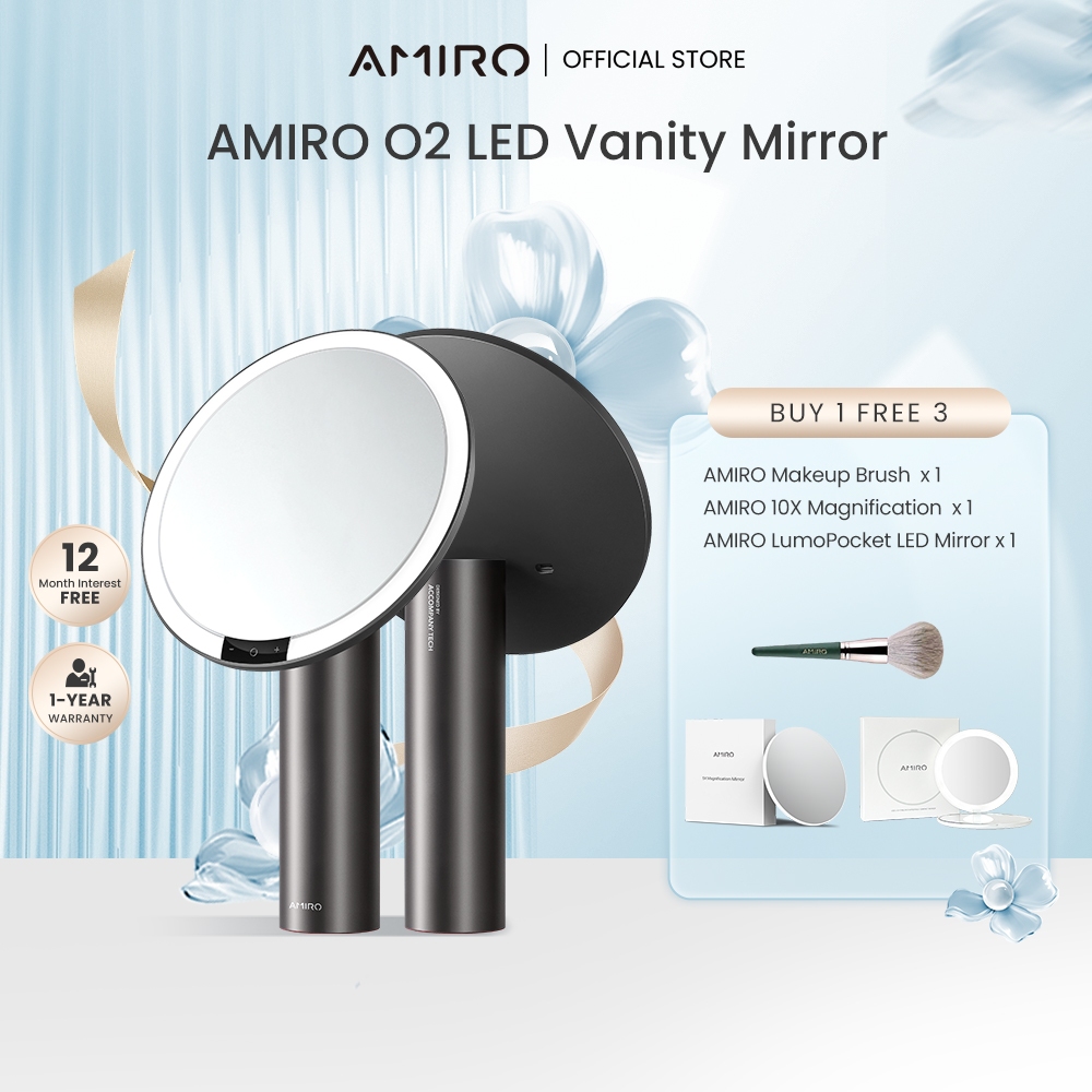 AMIRO O2 LED Vanity Mirror 10X Magnifying Makeup Mirror 2200mAh Desktop Face Mirror | Shopee ...