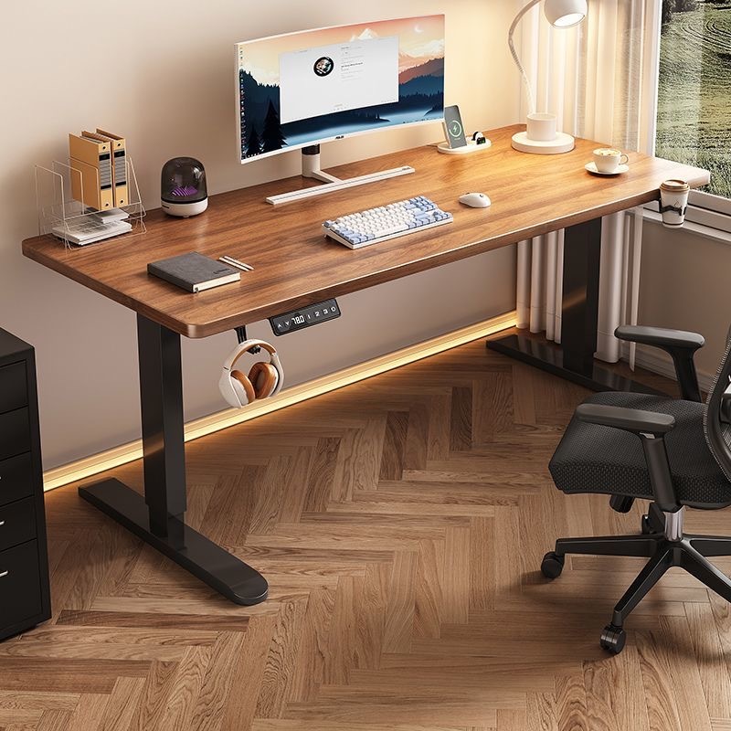 Electric Height Adjustable Table Solid Wood Ergonomic Standing Desk ...