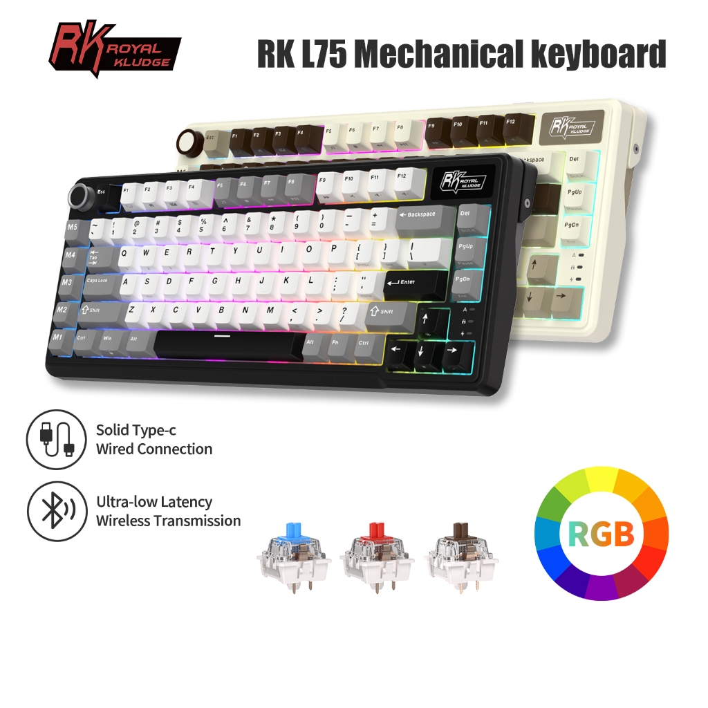 Royal Kludge RK L75 85 Key Diy Tri-Mode RGB Hot-swap Wired Bluetooth 2 ...