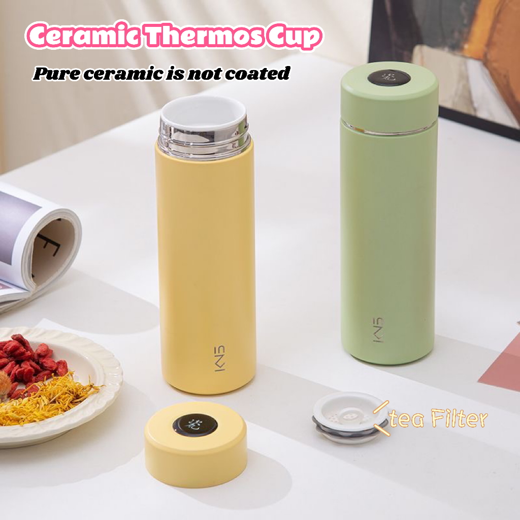【LUCKY】KNS Real Ceramic Thermos Cup Tea Water Separation Full Ceramic ...