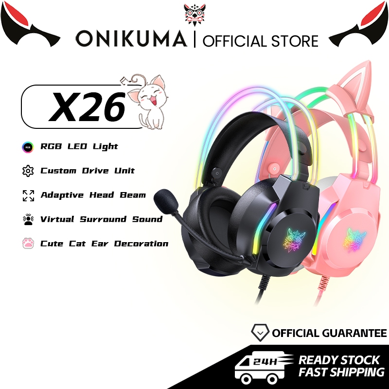 ONIKUMA X26 Wired Cat Ears Headset With Mic RGB Dynamic Lights ...