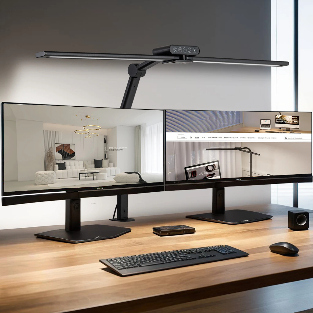 Double Head Desk Lamp Led Reading Light Stand Wide Screen Monitor ...