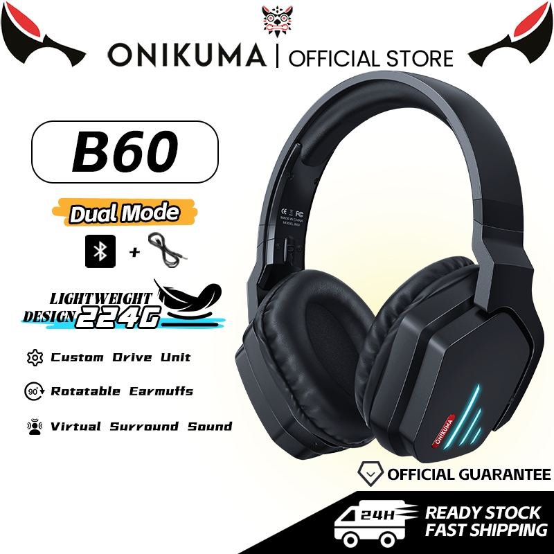 ONIKUMA B60 Wireless Gaming Headphones With LED Light Foldable ...