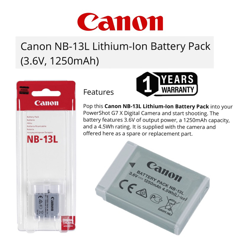 【Shipping from Japan】Canon NB13L NB-13L original battery 1250 MaH for ...