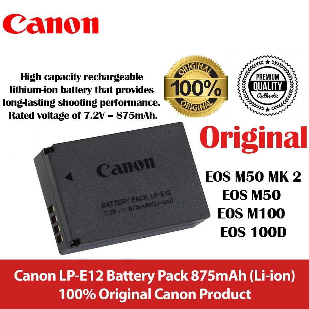 100% ORI Canon LP-E12 Lithium-Ion Rechargeable Battery | Original Canon Genuine Battery |Rebel ...